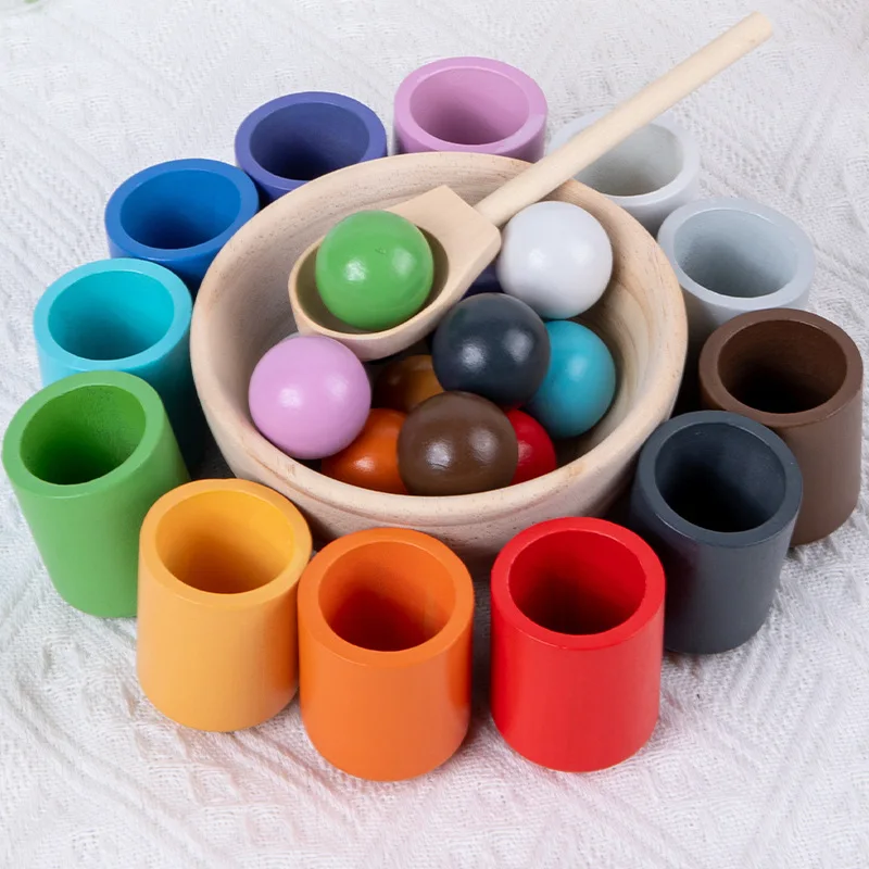 Chenque Hottest Rainbow Balls And Cups Toy Baby Montessori Color ...