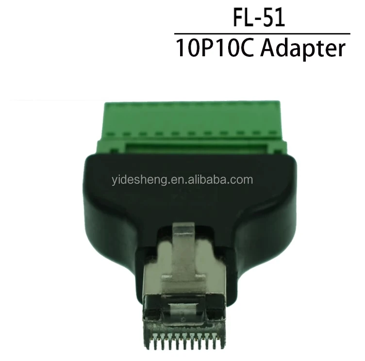 RJ50 to 10P10C Adapter for CCTV DVR - Dual-Core Screw Terminals
