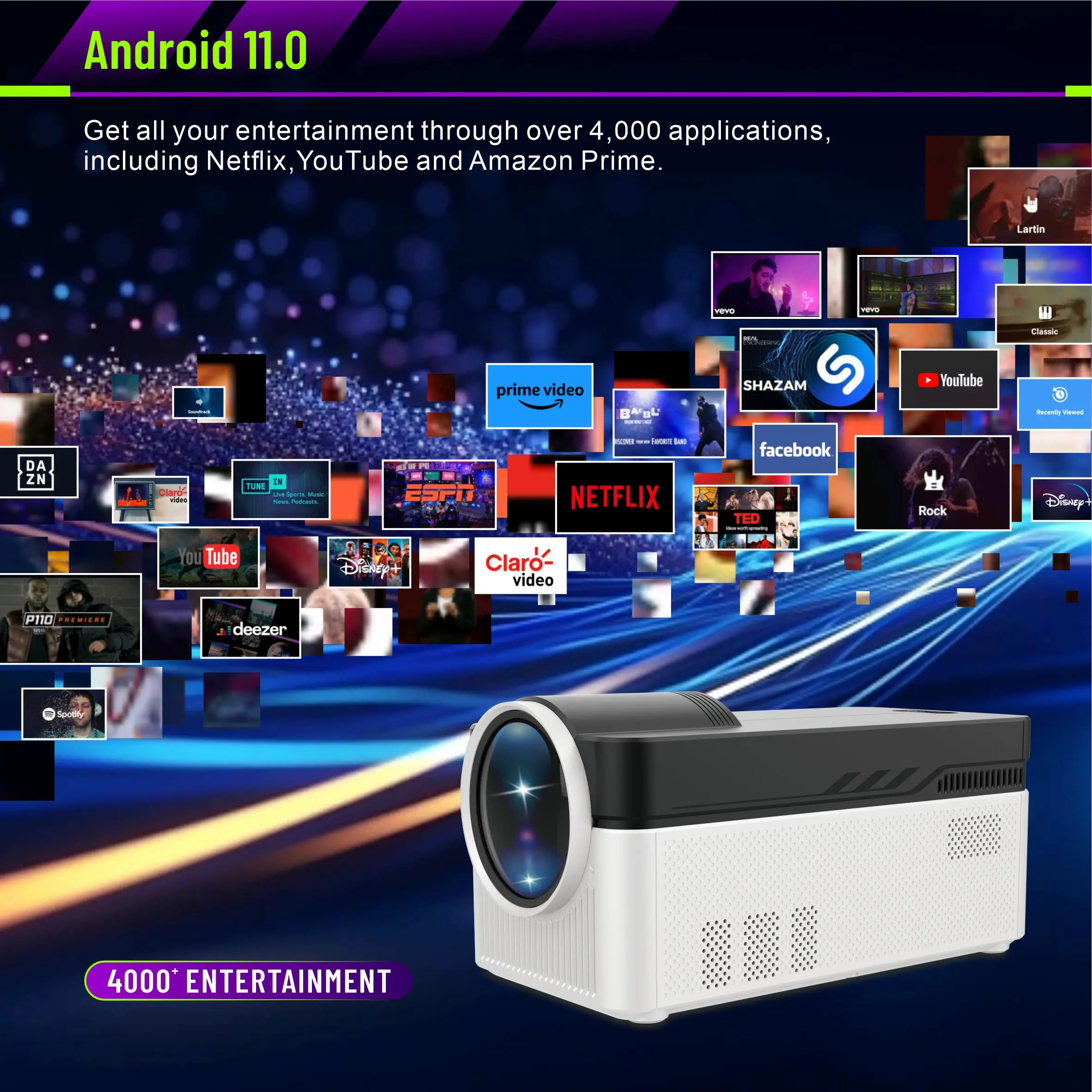 HY450 4K Ultra Short Throw Home Theater Projector 900 Lumens
