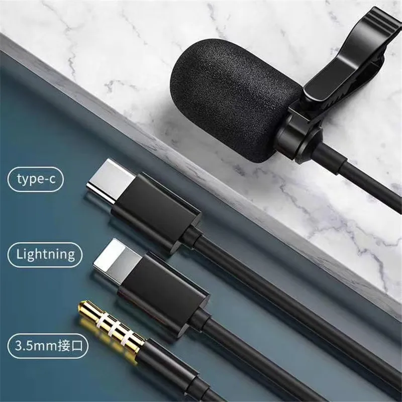 Professional Interview Portable Microphone Clip On Wired Lavalier Mini ...