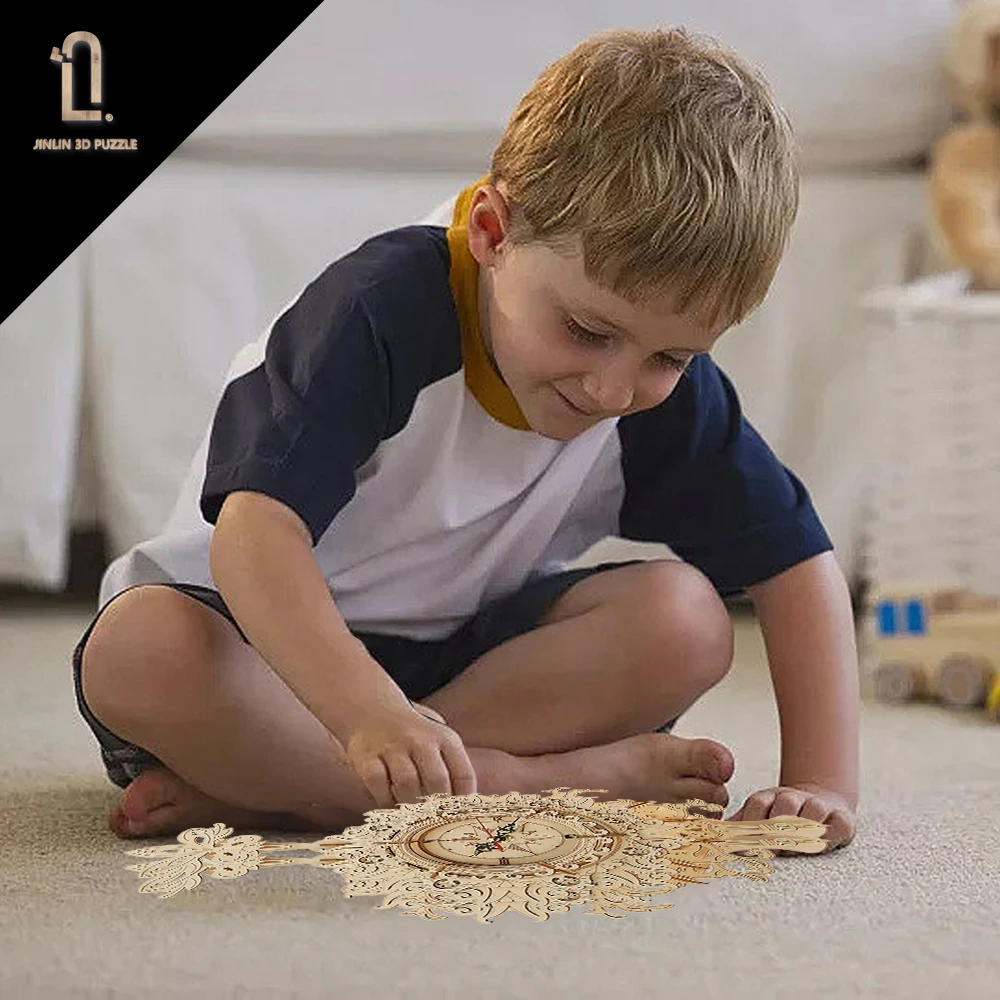 Unique Retro Wall Clock Model 3d Wooden Puzzle Wall Decorations With ...