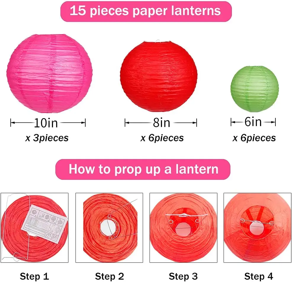 Chinese Japanese Paper Hanging Lanterns Colorful 15 Pcs Paper Lanterns ...