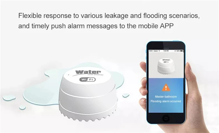 Tuya Smart Wifi Water Leakage Sensor/alexa Wireless Wifi Water Flood ...