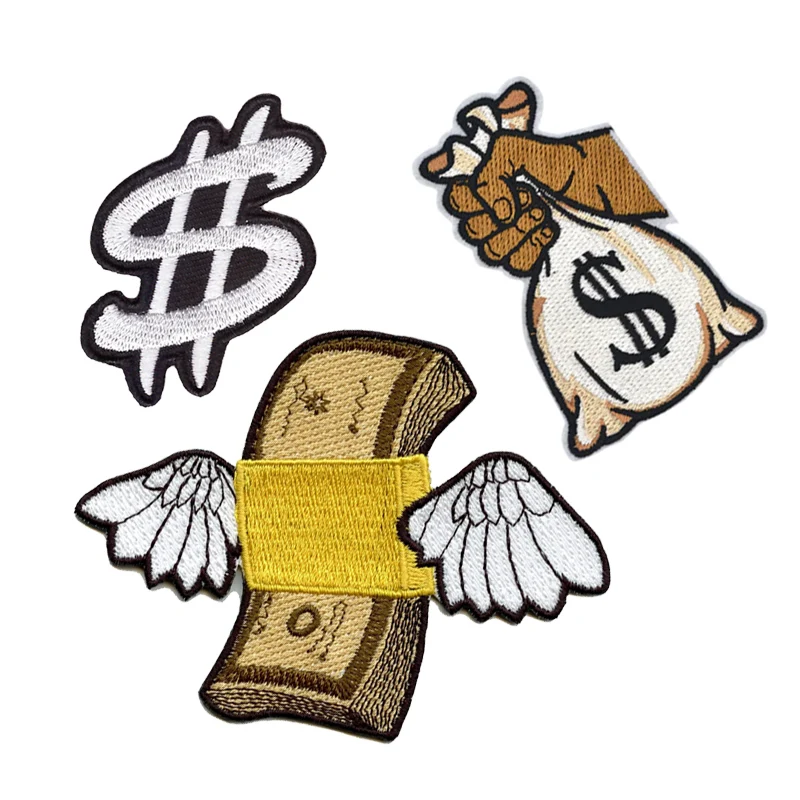 Dollar Bill Sign Embroidery Patch Money Bag Money Symbol Iron on ...
