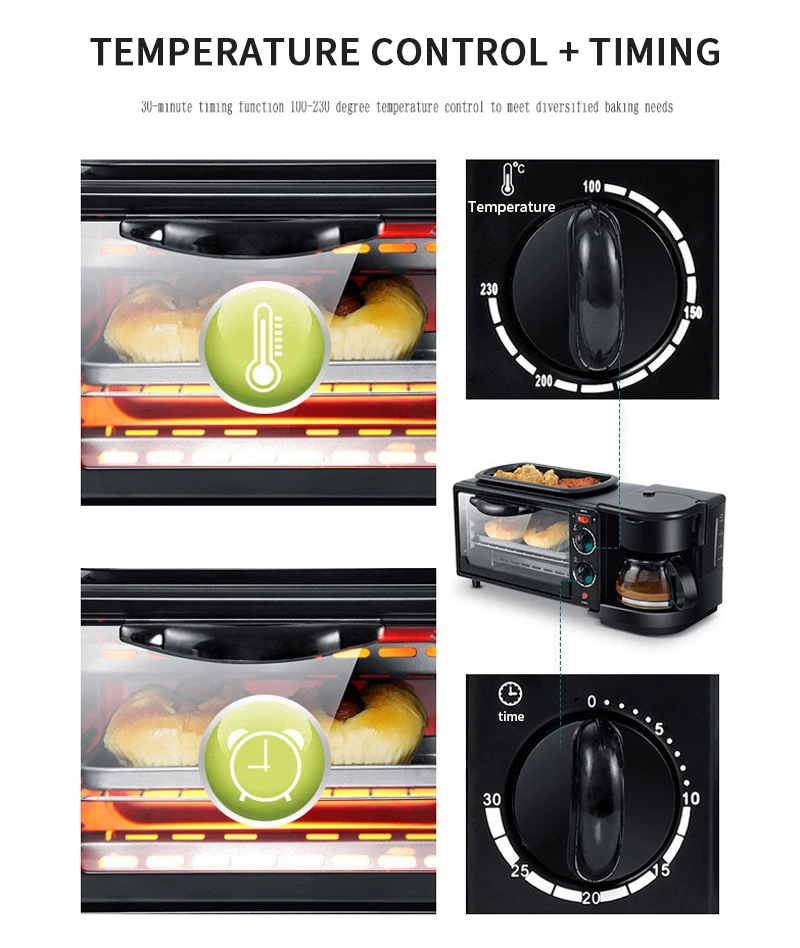 1050W Multi-Functional Breakfast Cooker Sandwich Maker Electric Coffee ...