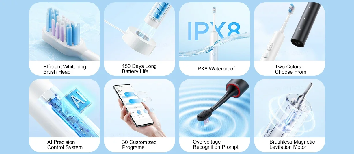 Xiaomi Mijia T501 Sonic Electric Toothbrush Usb Rechargeable Teeth Whitening Ultrasonic ...