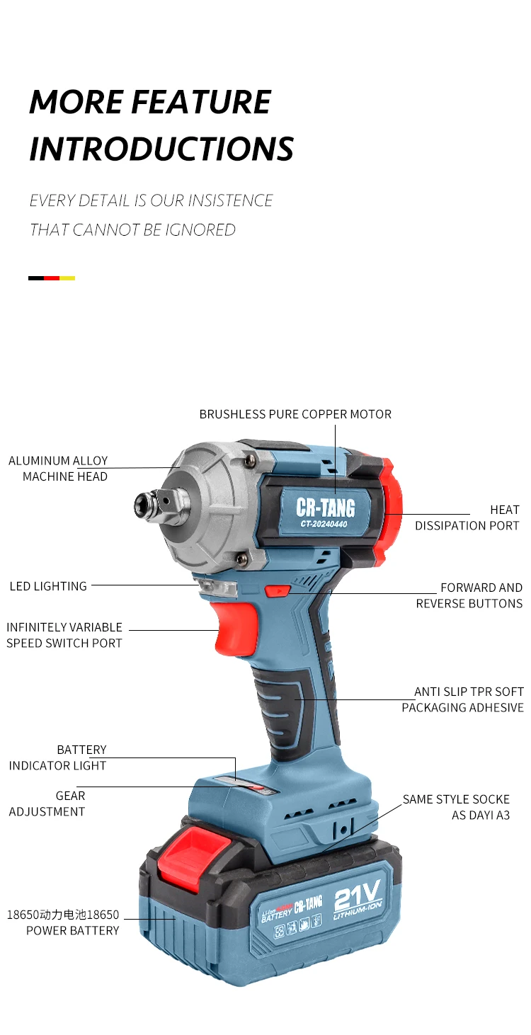 Truck industrial impact wrench power tool brushless 320n.m cordless ...