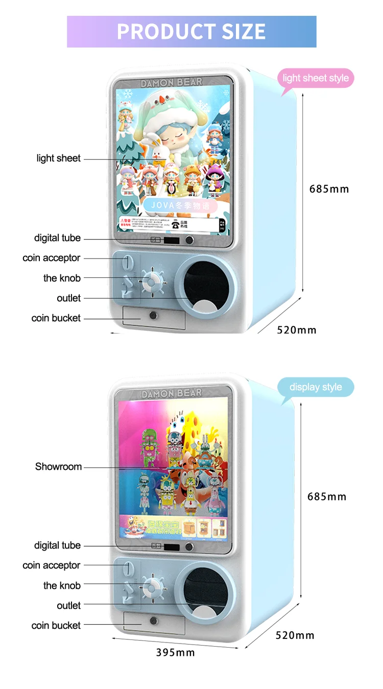 Custom Gift Machine Gashapon Commercial Metallic Coin Operated Gachapon ...