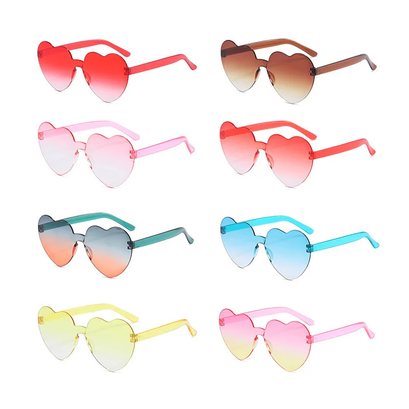 Valentines Day 2024 Heart Rimless Sunglasses Women Cheap Thickness 1 ...