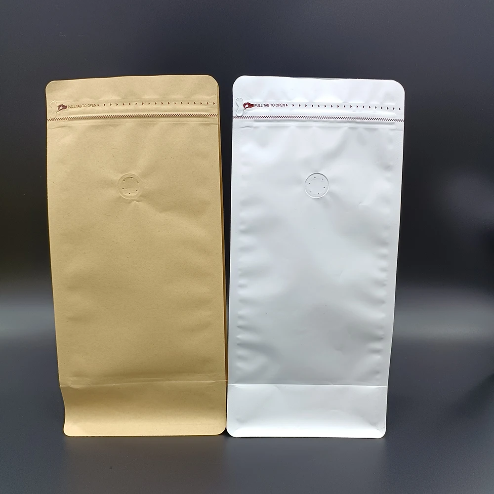 Custom Printed Kraft Compostable Empty Flat Bottom Food Grade Coffee ...