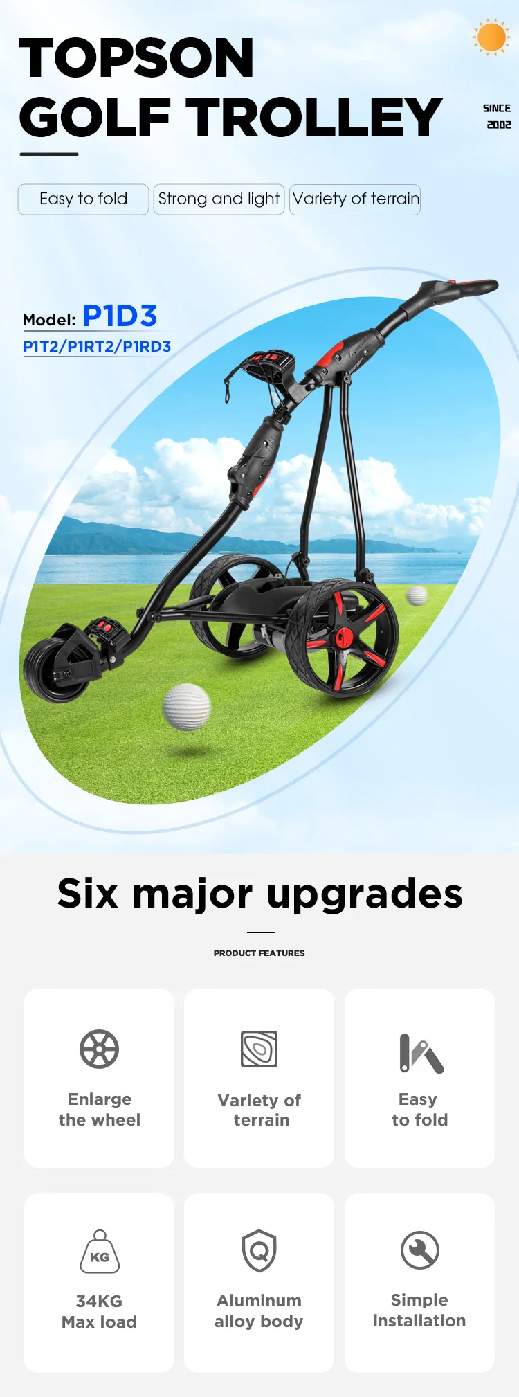 3 Wheels Electric Golf Scooter - Remote Control Utility Cart