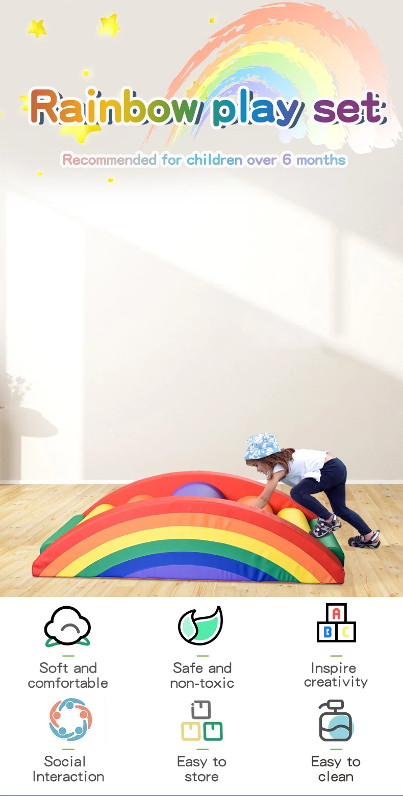 Toddler Baby Indoor Soft Foam Rainbow Arch Climber Set