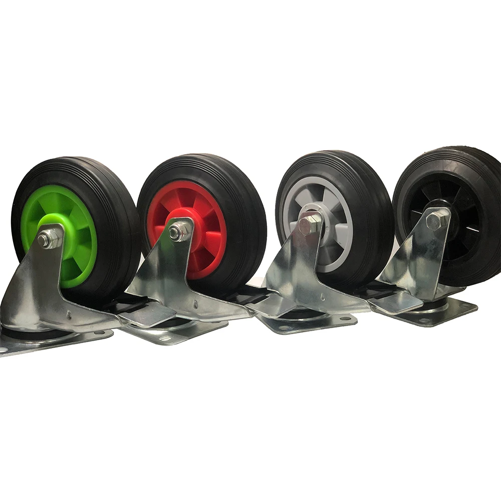 SQ Castor Industrial Casters Black Rubber Waste Bin Caster Wheel With ...