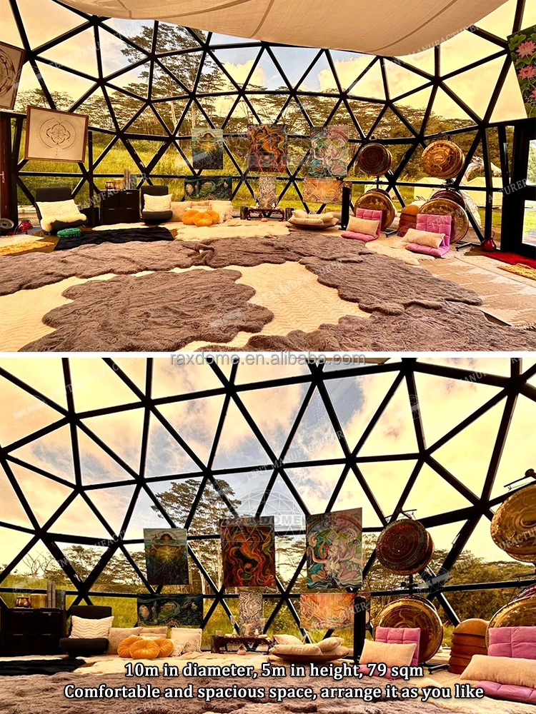 10M Geodesic Dome Tent Glass With Reflect Tempered Glass for Retreat ...