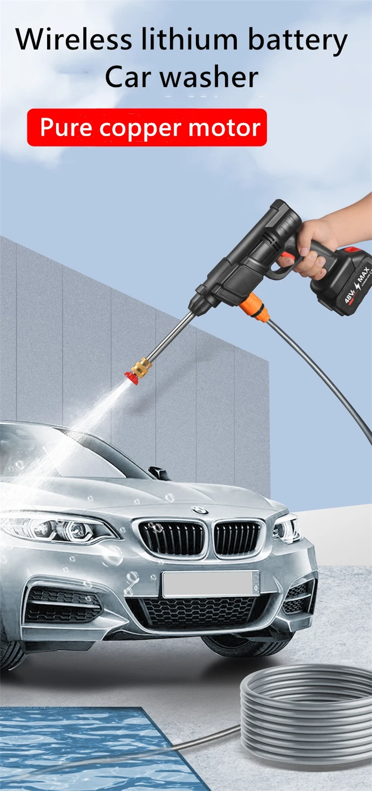 Portable Powerful High Pressure 24v 48v 96v Lithium Battery Cordless ...