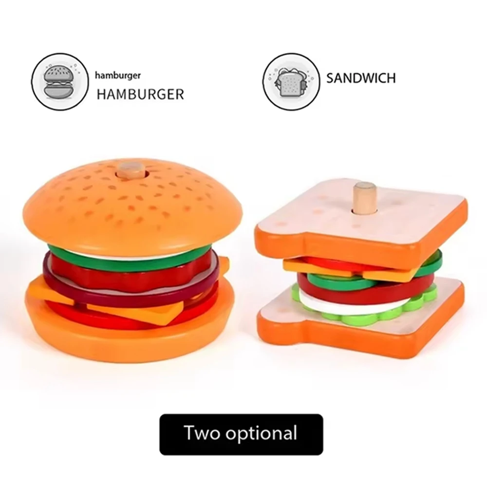Ts Children Playing Tasty Sandwich Stacking Game Wooden Simulation Food ...