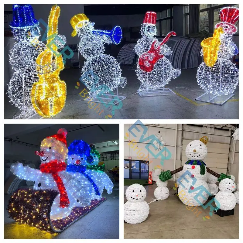 Outdoor Street Giant Creative 3d Snowman Motif Holiday Led Light ...