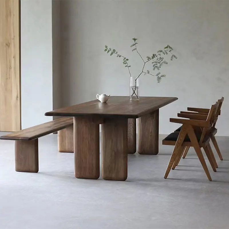 Modern Design 6 Seater Solid Wood Dining Table Walnut Rectangular ...