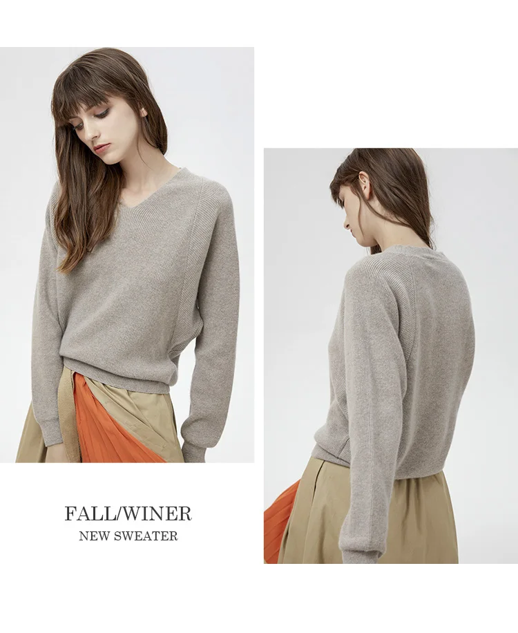 Custom Cashmere Women's Sweater Pullover Winter Knit V Neck Oversized ...