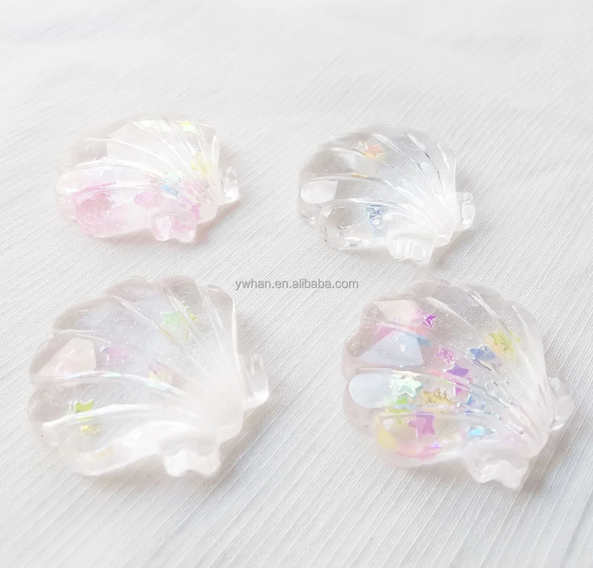 22mm White Transparent Clam With Sequis Resin Stone Glue On Garment As ...