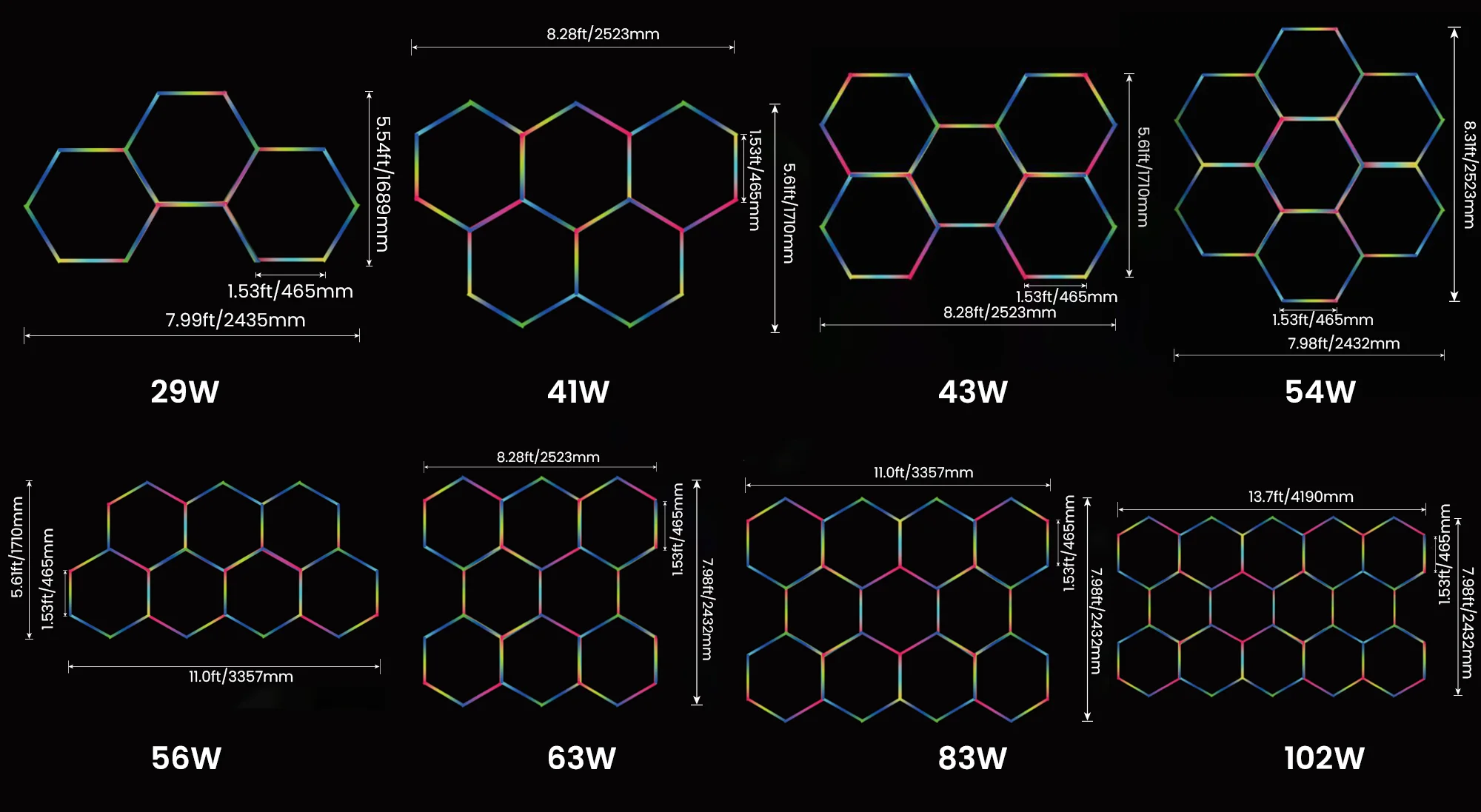 2024 RGB Hexagon Garage Lights - High Quality & Long Life