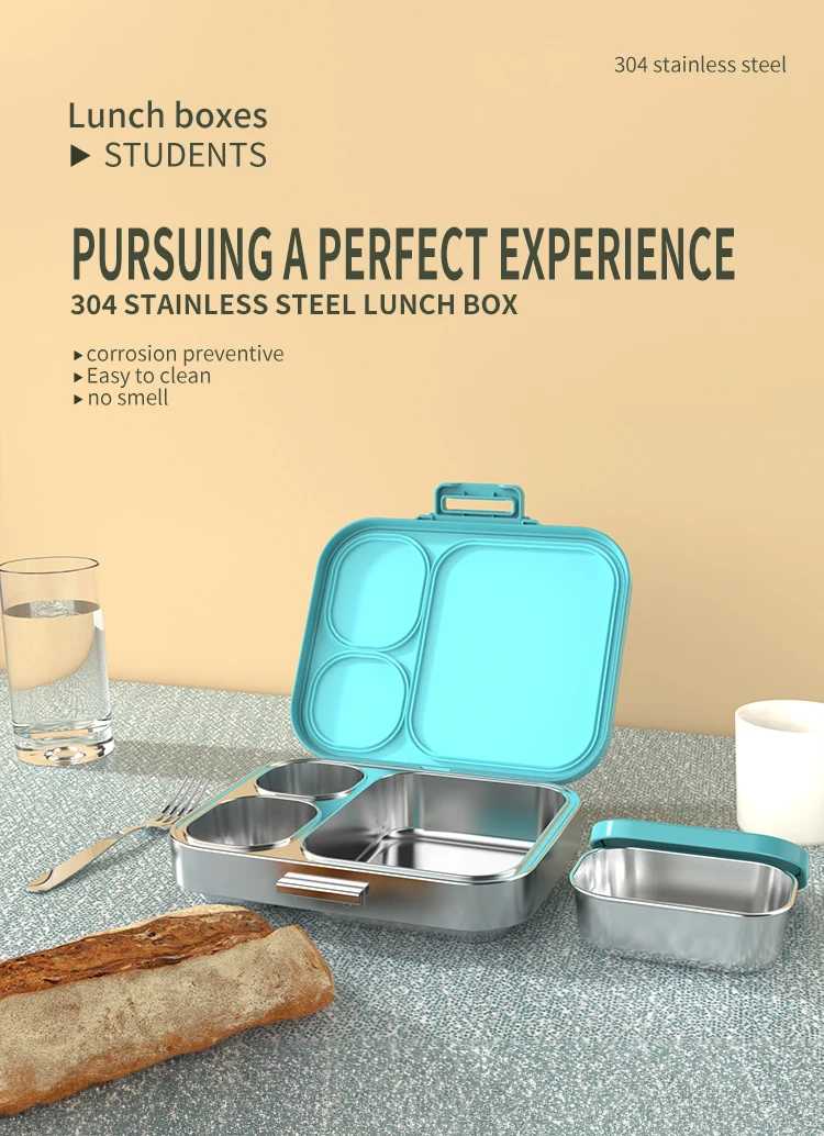 AIBAO Lunch Box - Portable, Divided, Stainless Steel