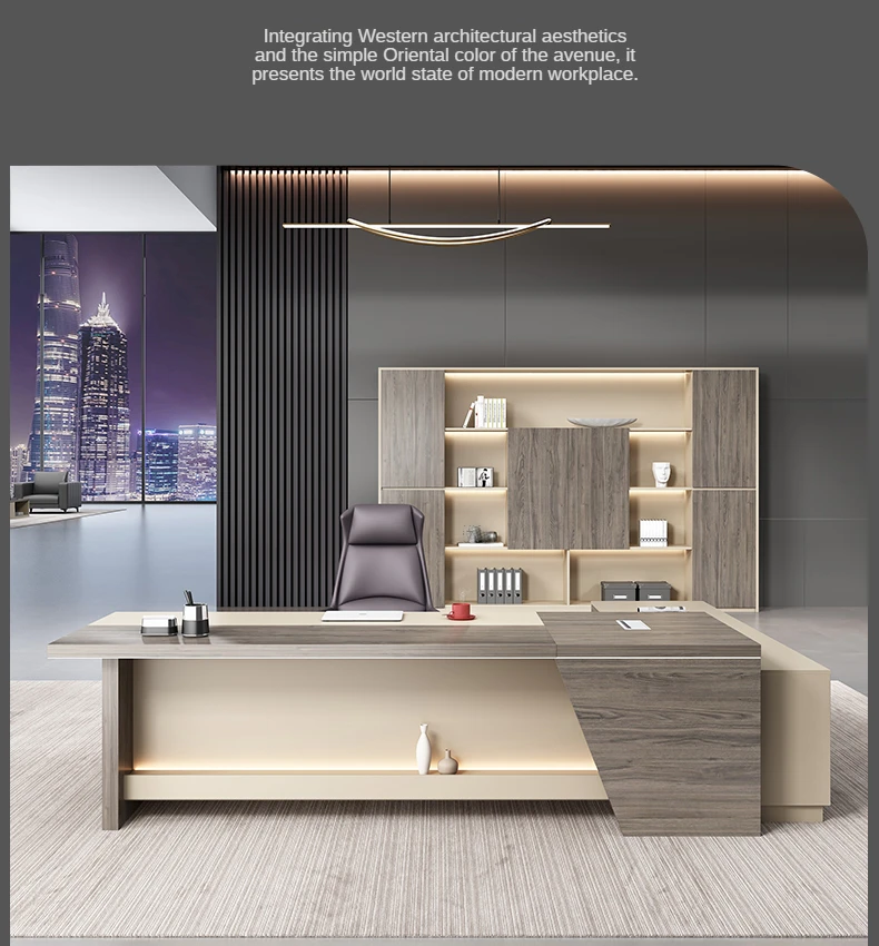 Modern Luxury Wooden Executive Office Desk Set with Convertible Design ...