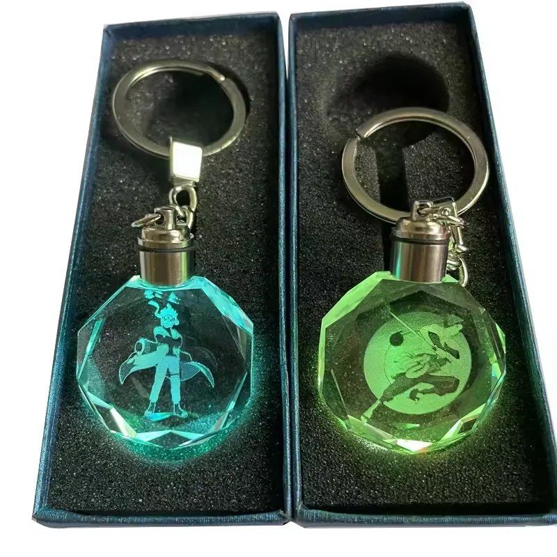 Wholesale Custom 3D Laser Engraved Led Glass Crystal Souvenir Keychain ...