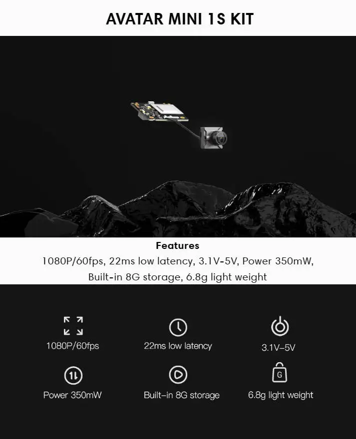 Caddx Walksnail Avatar Mini 1s Digital Video Transmission Set 6.8g ...