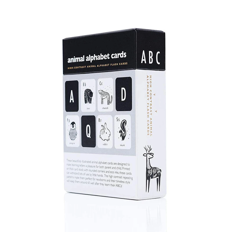 High Quality Black White Alphabet Flashcards Customizable Logo ...