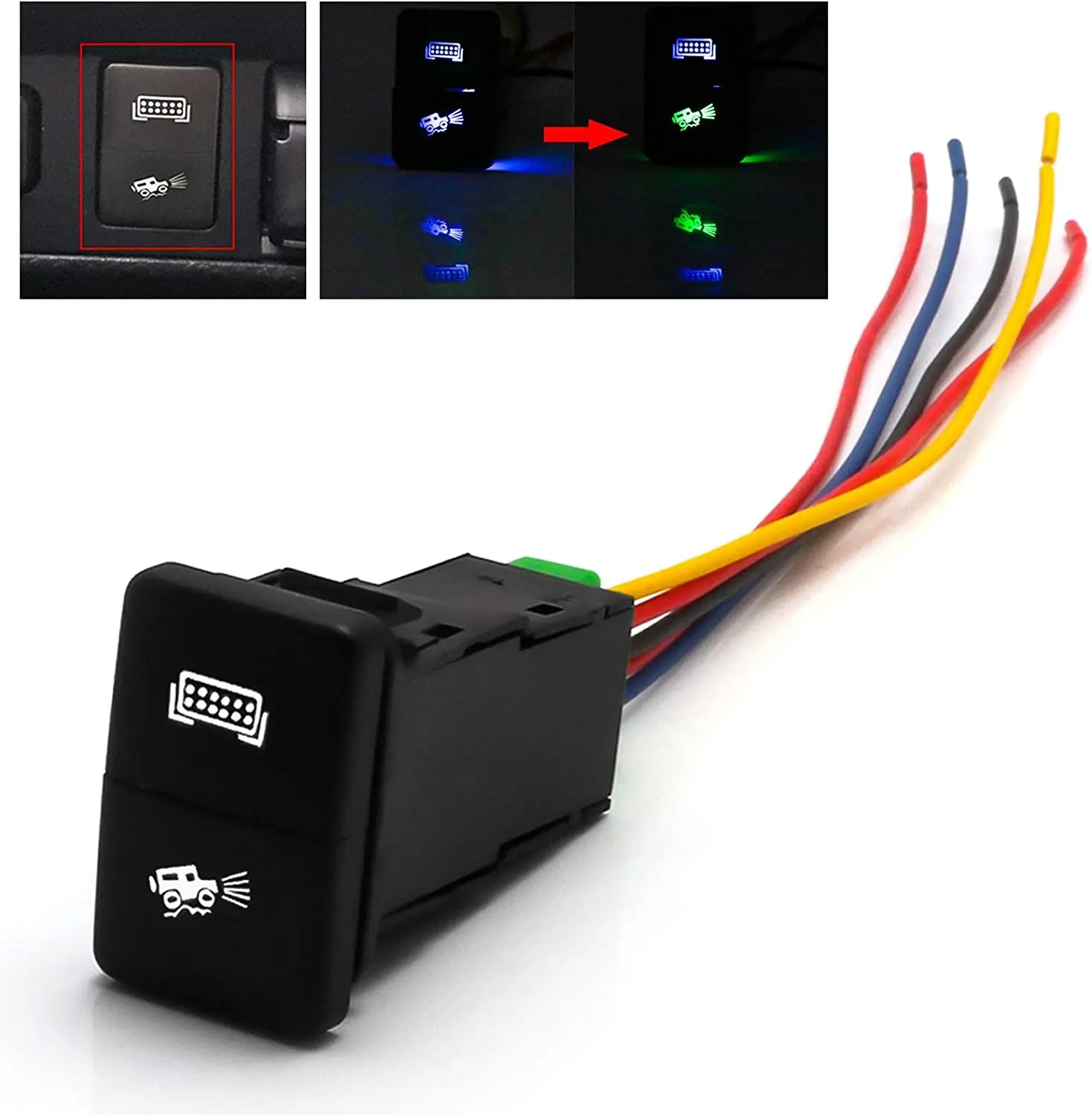 12V Dual Push Button Switch Light bar Fog Driving Light LED Indicator ...