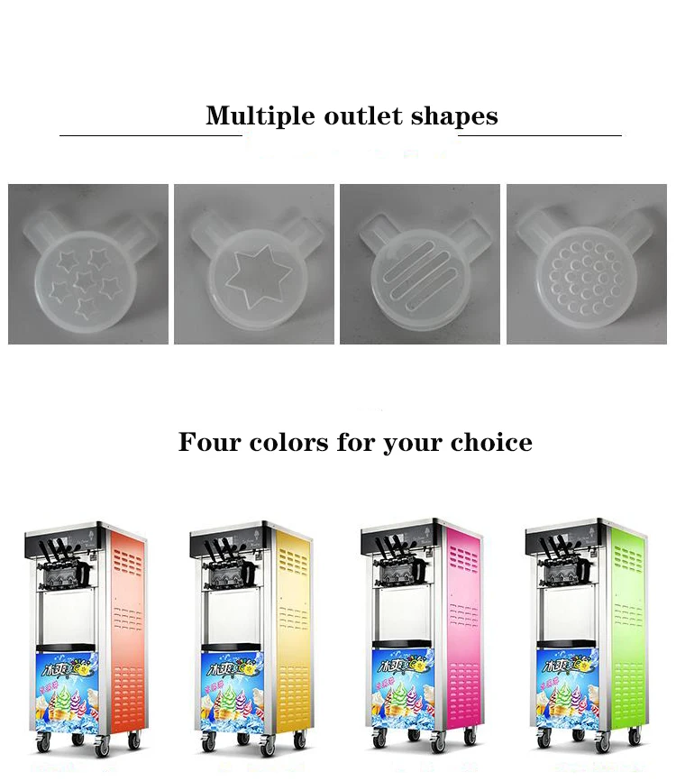 Automatic Soft Serve Ice Cream Cone Making Machine Three Flavors Ice ...