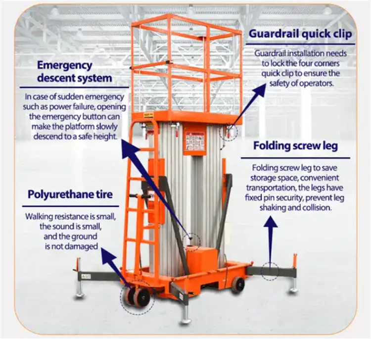 Aluminum Mast Ladder Platform Electric Hydraulic Work Platform For Man ...