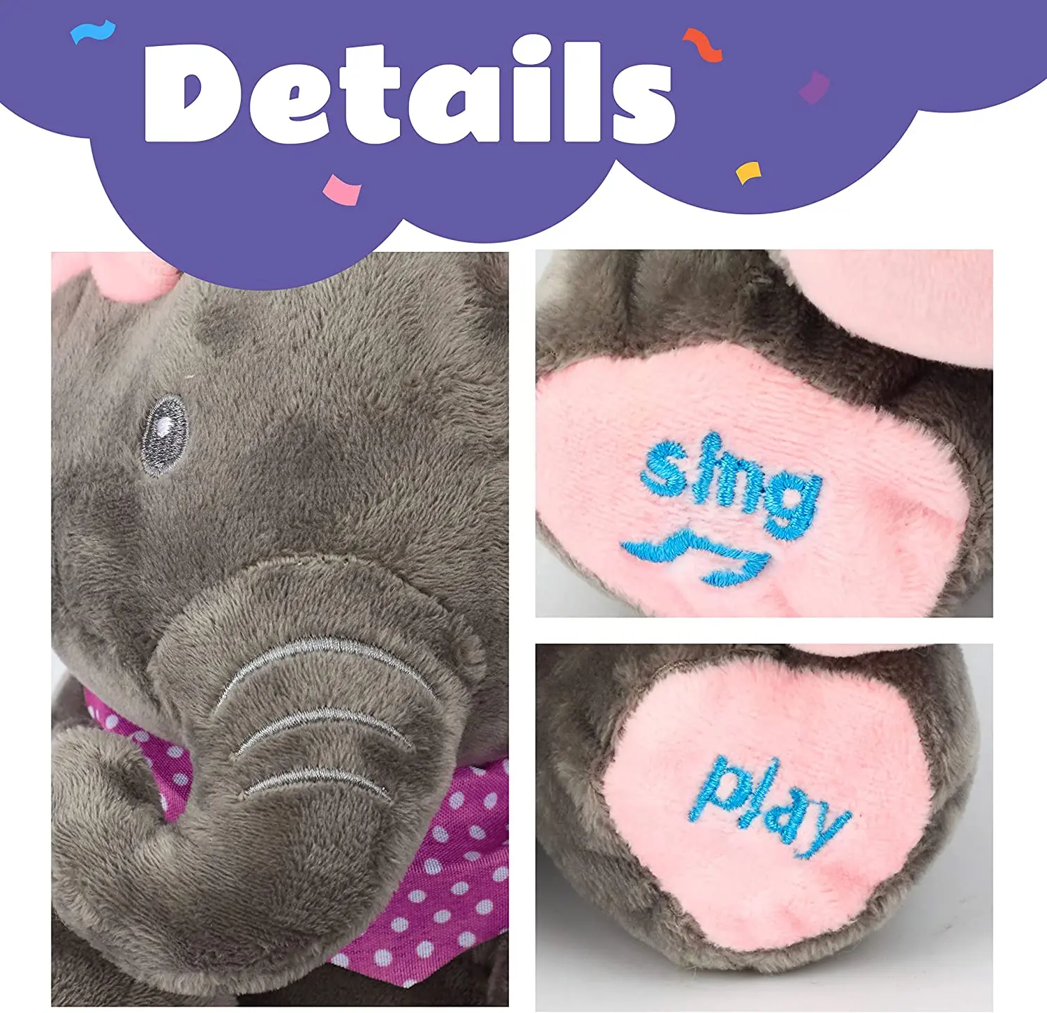 Elephant Interactive Musical Plush Lullabies Toy Musical Singing ...