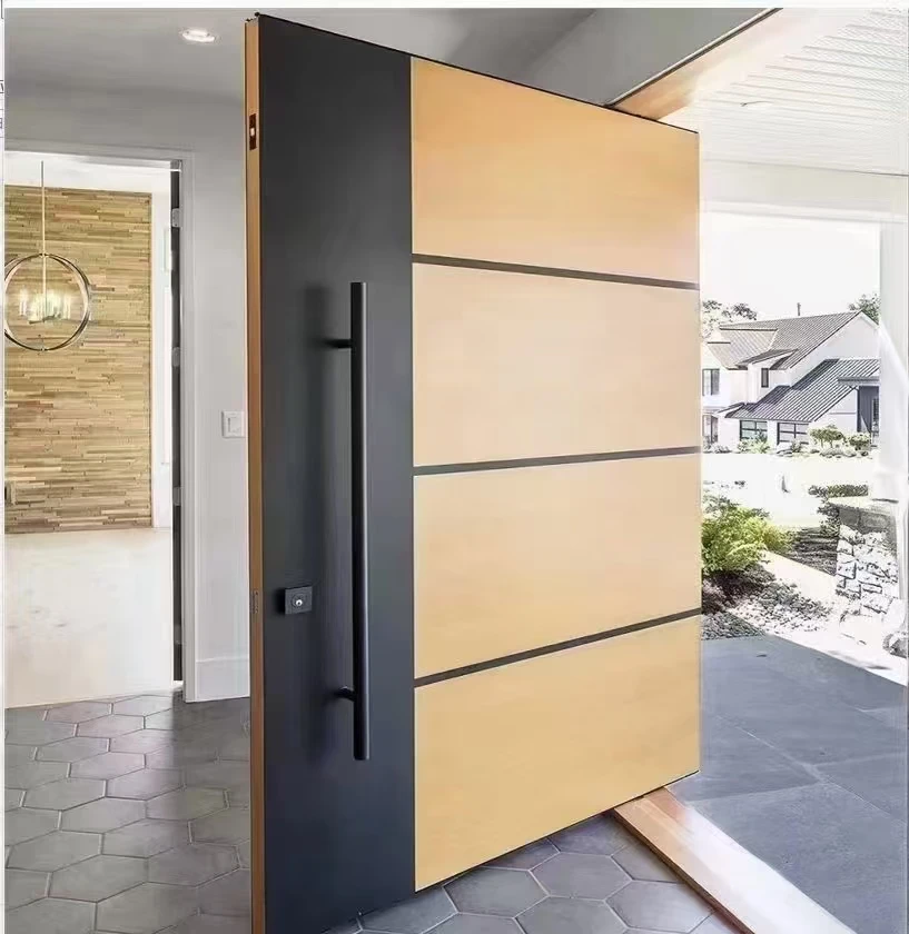 Modern Swing Opening Front Entry Doors - Wood & Aluminum