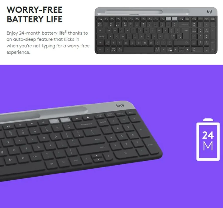 Logitech K580 Wireless Bluetooth Keyboard Ultra-thin Dual Mode Multi ...