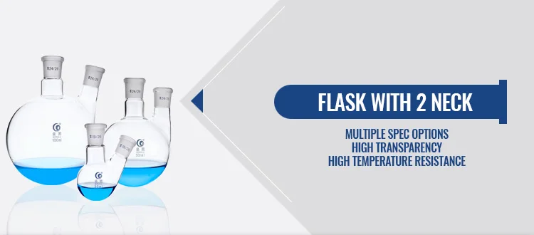 Lab Oblique Two Mouth Round Bottom Wry Two Neck Reaction Flask 25/100 ...