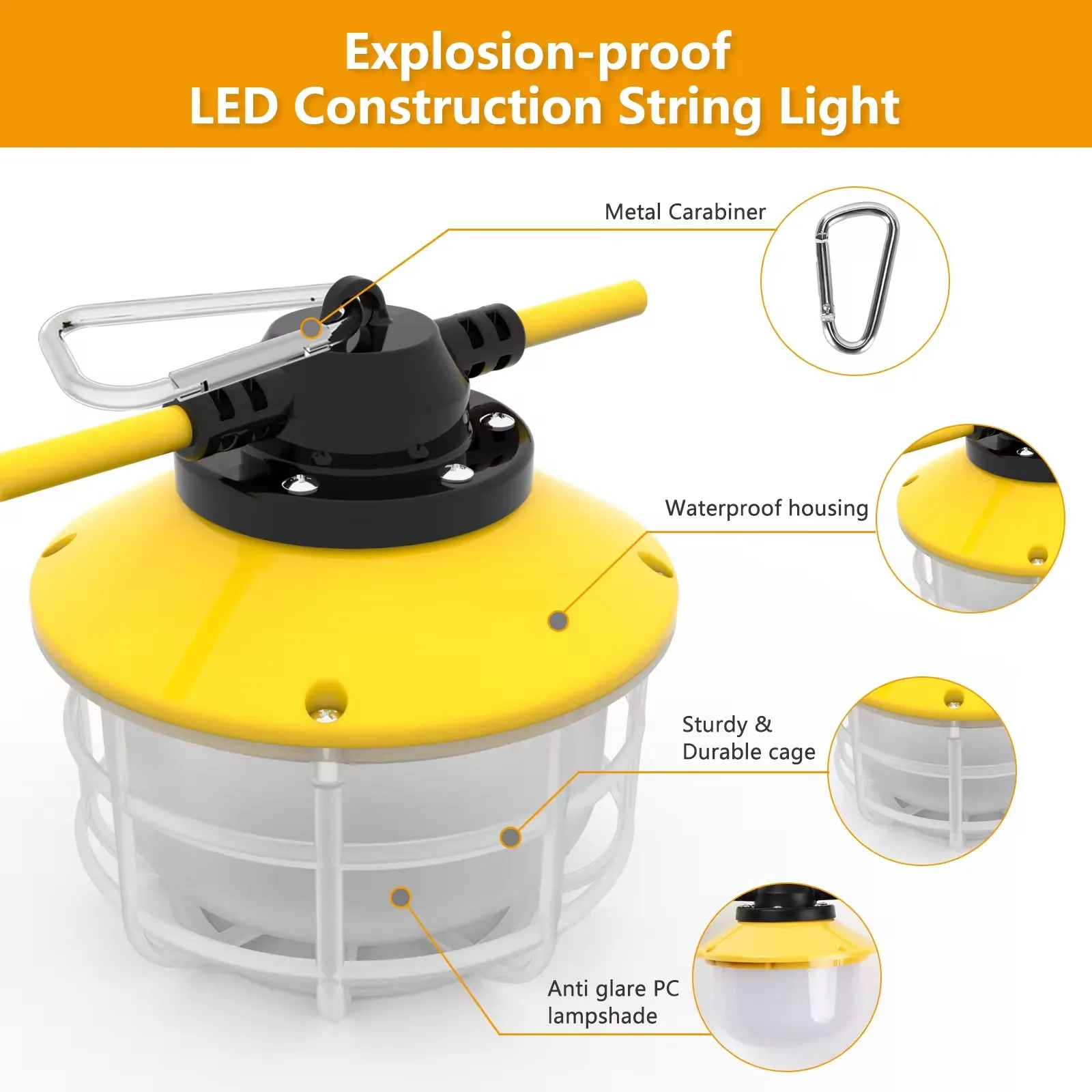 50ft 100ft High Lumens Led Temporary Work Lighit Ip65 Waterproof ...
