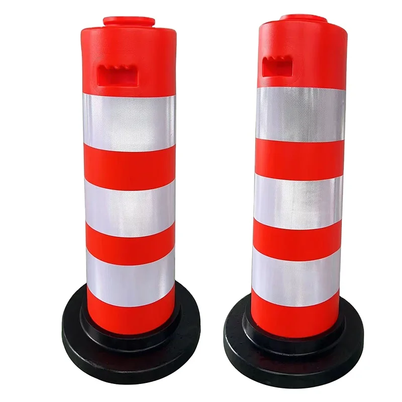 Safety Traffic Barrier with Light, 1090mm PE Road Barrel Post ...
