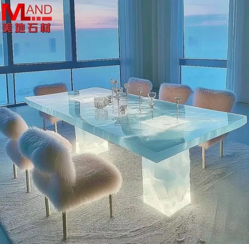 Onyx Backlit Marble Dining Table - Custom Made Crystal Bar Furniture ...