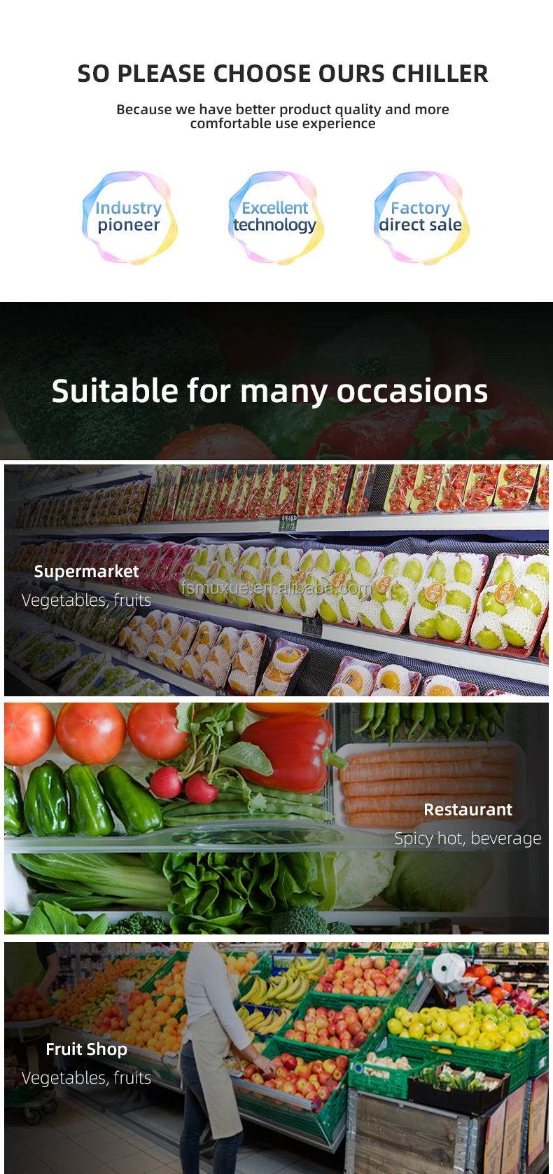 MUXUE Open Upright Commercial Vegetable Display Chiller Supermarket ...