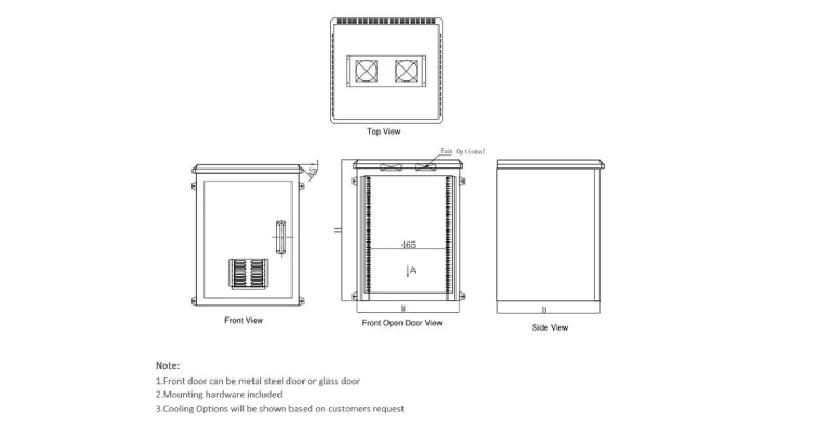 19 Inch IP55 Waterproof Outdoor Cabinet - 6U Server Rack