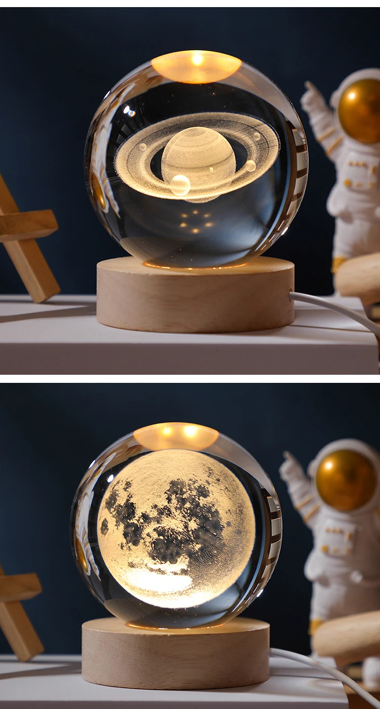 3D Galaxy Crystal Ball - Luxury Gift with LED Lighting