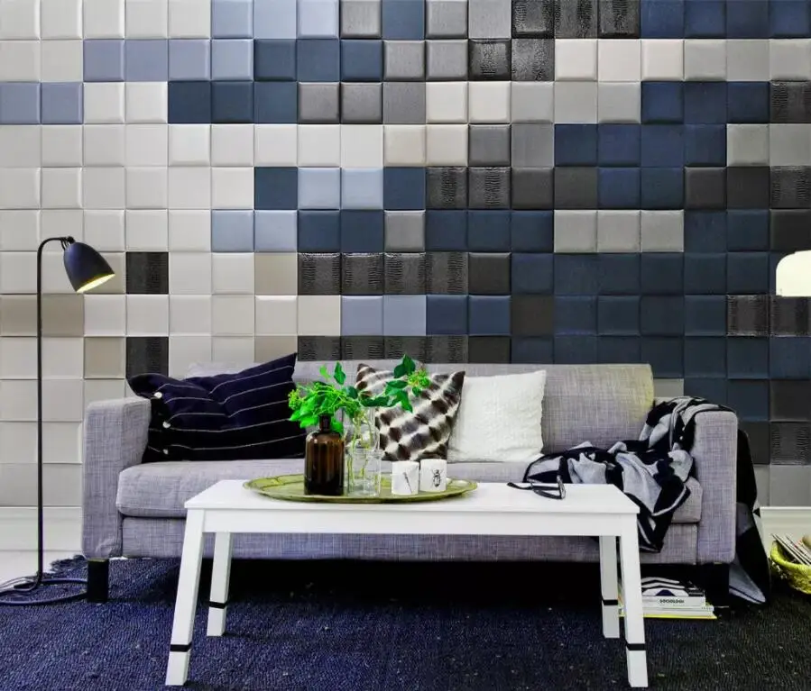 Zhihai Custom Geometric Square Mosaic Design Print Modern Tv Background ...