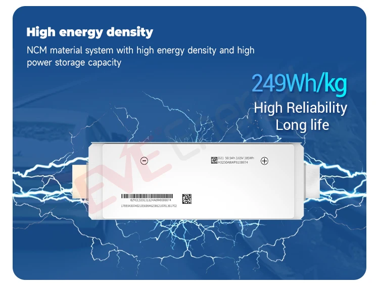 EVE NMC Polymer Pouch Lithium Ion Battery 3.65V 50.5ah