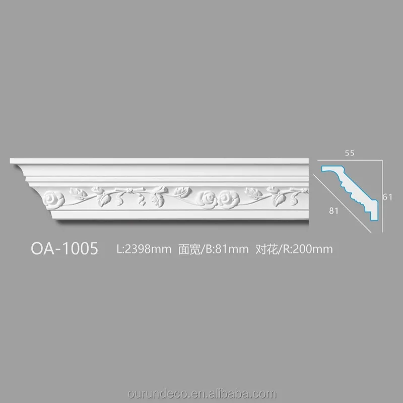 Elegant PU Polyurethane Crown Moldings European Style Decorative ...
