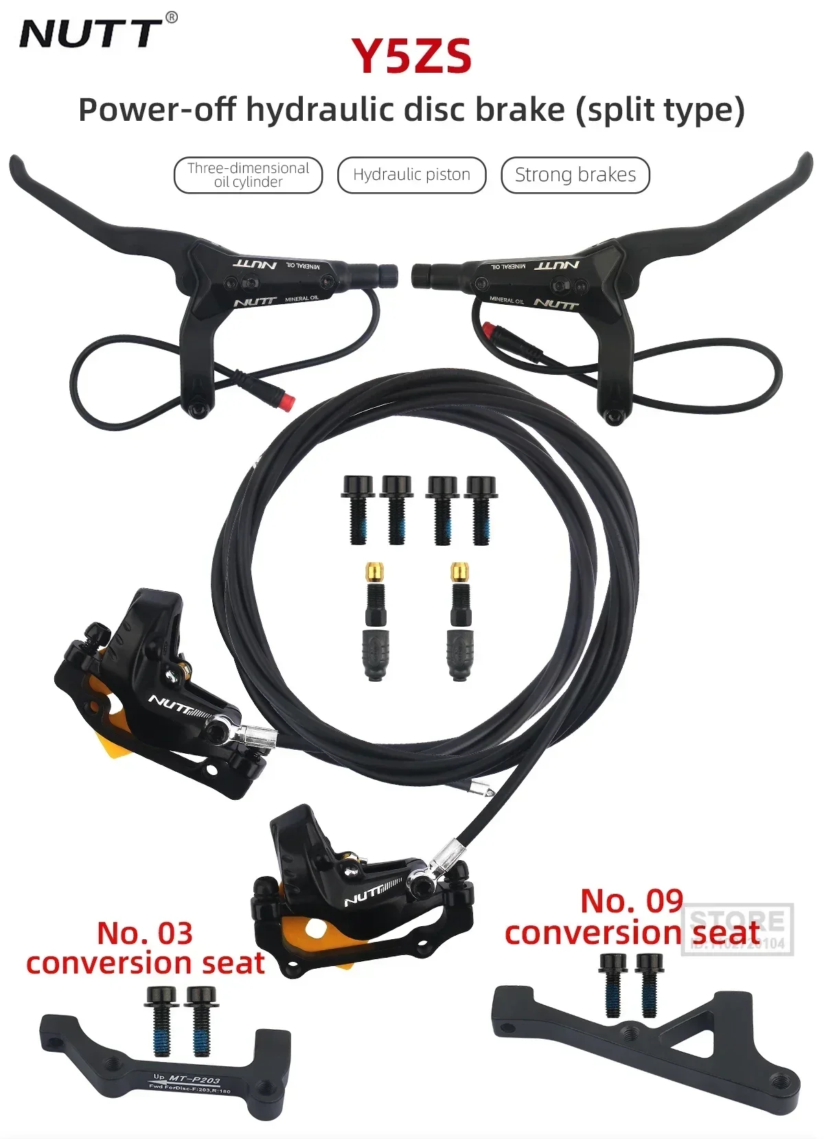 Nutt 4 Piston Hydraulic Disc Brake for Electric Scooters - Black ...