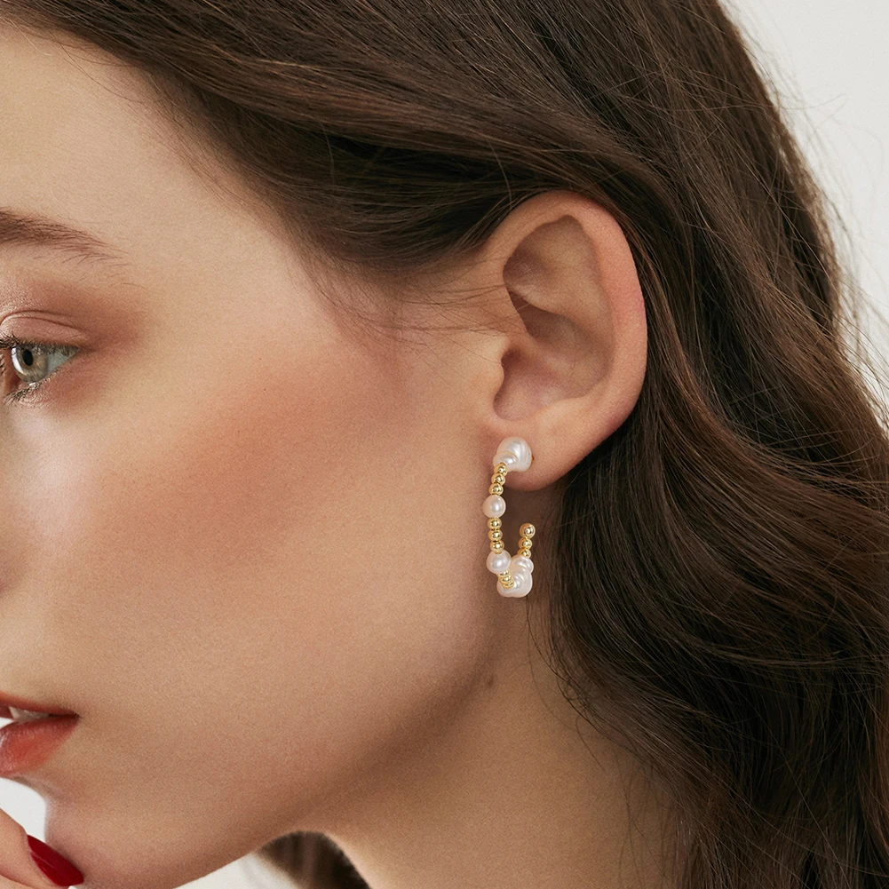 Gpe-2 Rinntin 14k Gold Plated 925 Sterling Silver Round Stud White ...