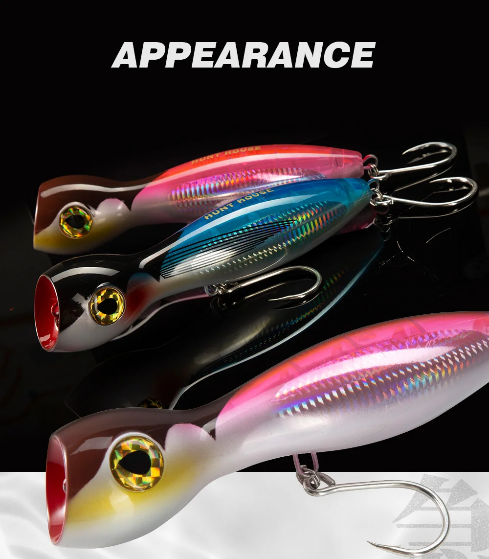 Hunt House Hard Bait Trolling Lure Top Water Fishing Poppers Big Game ...
