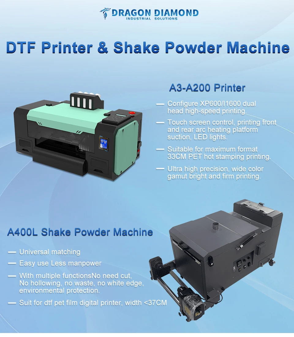 Desktop A3 Printer DTF I1600 XP600 Print Head Fast Printing Speed Tshirt Printer 30cm Printing ...